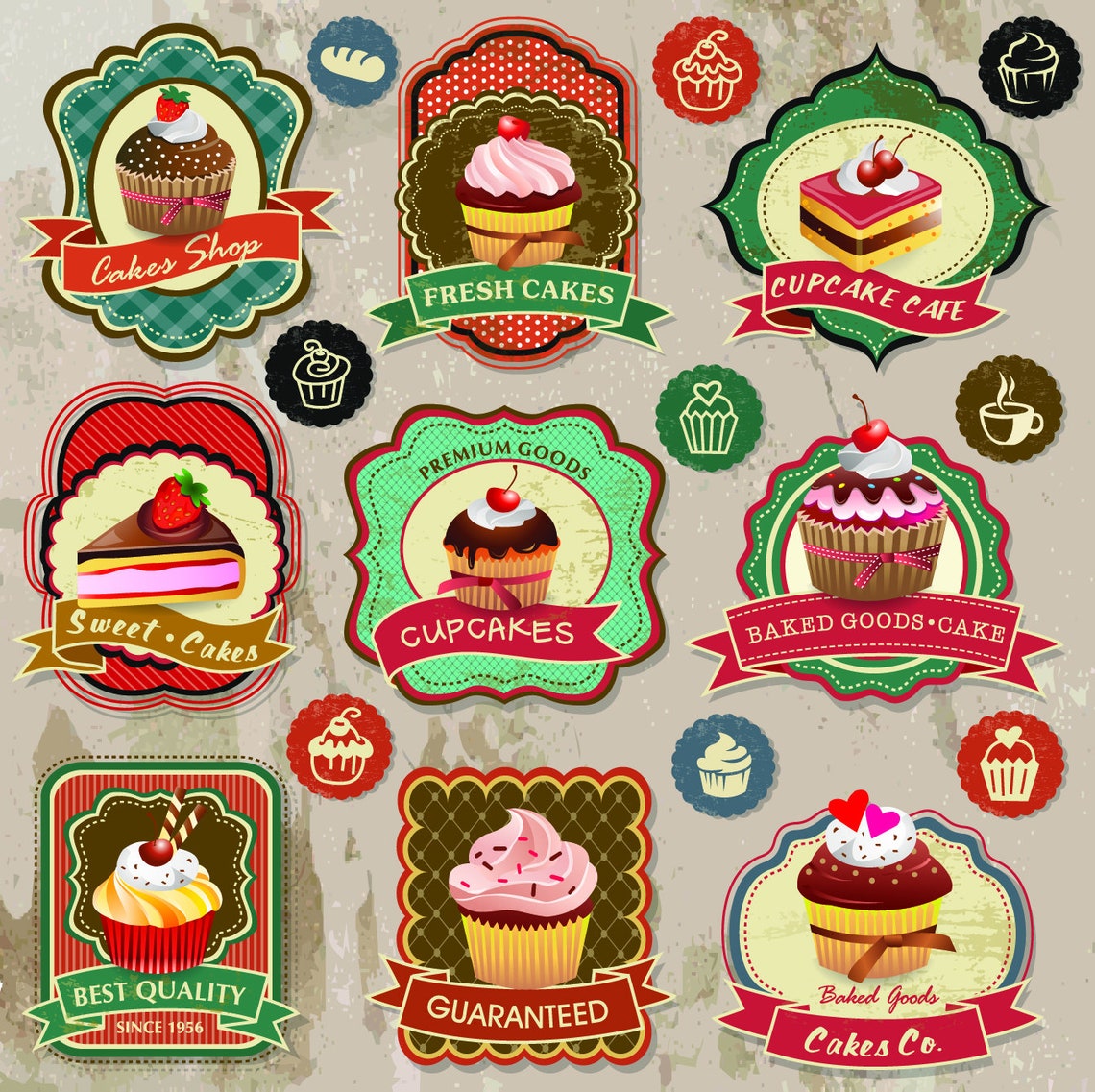 Retro/vintage Label/sticker Vector Artwork Pack - Etsy