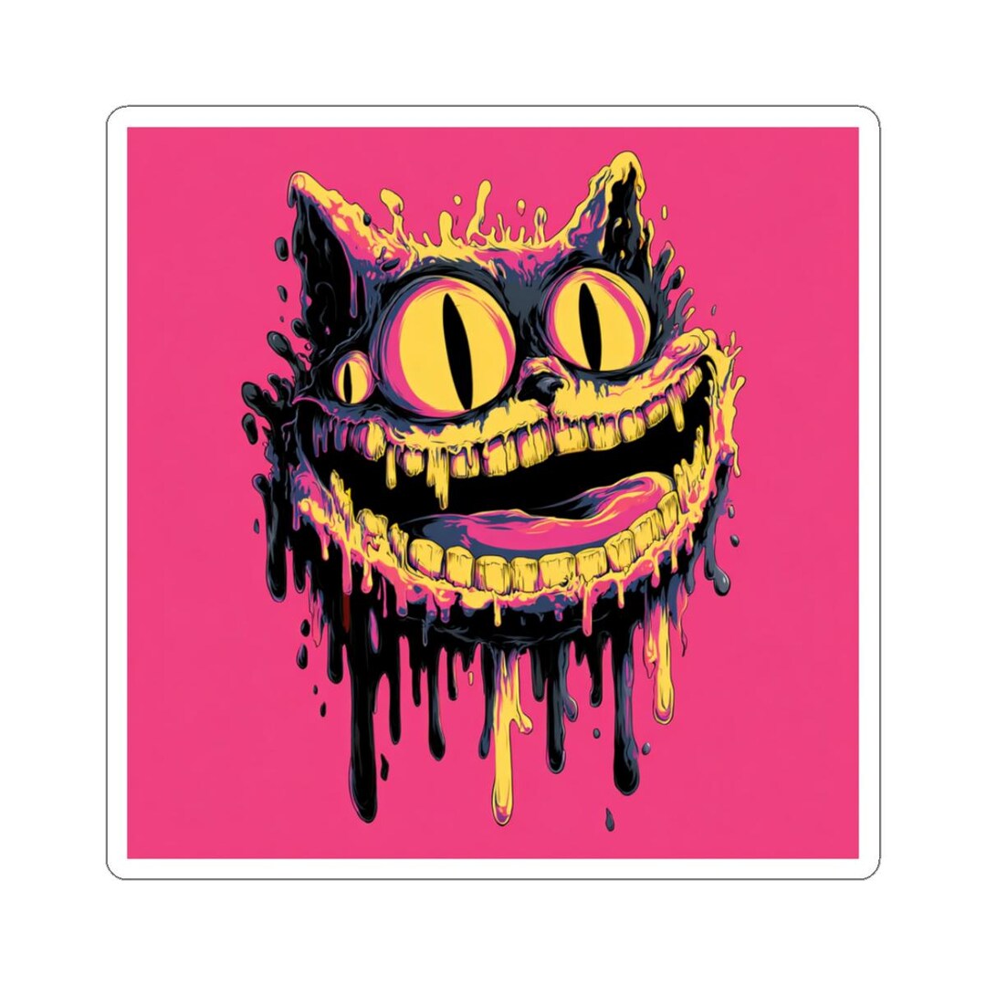 Melting Cat Sticker – Psychedelic Brainrot Vinyl Decal – Weird Art ...