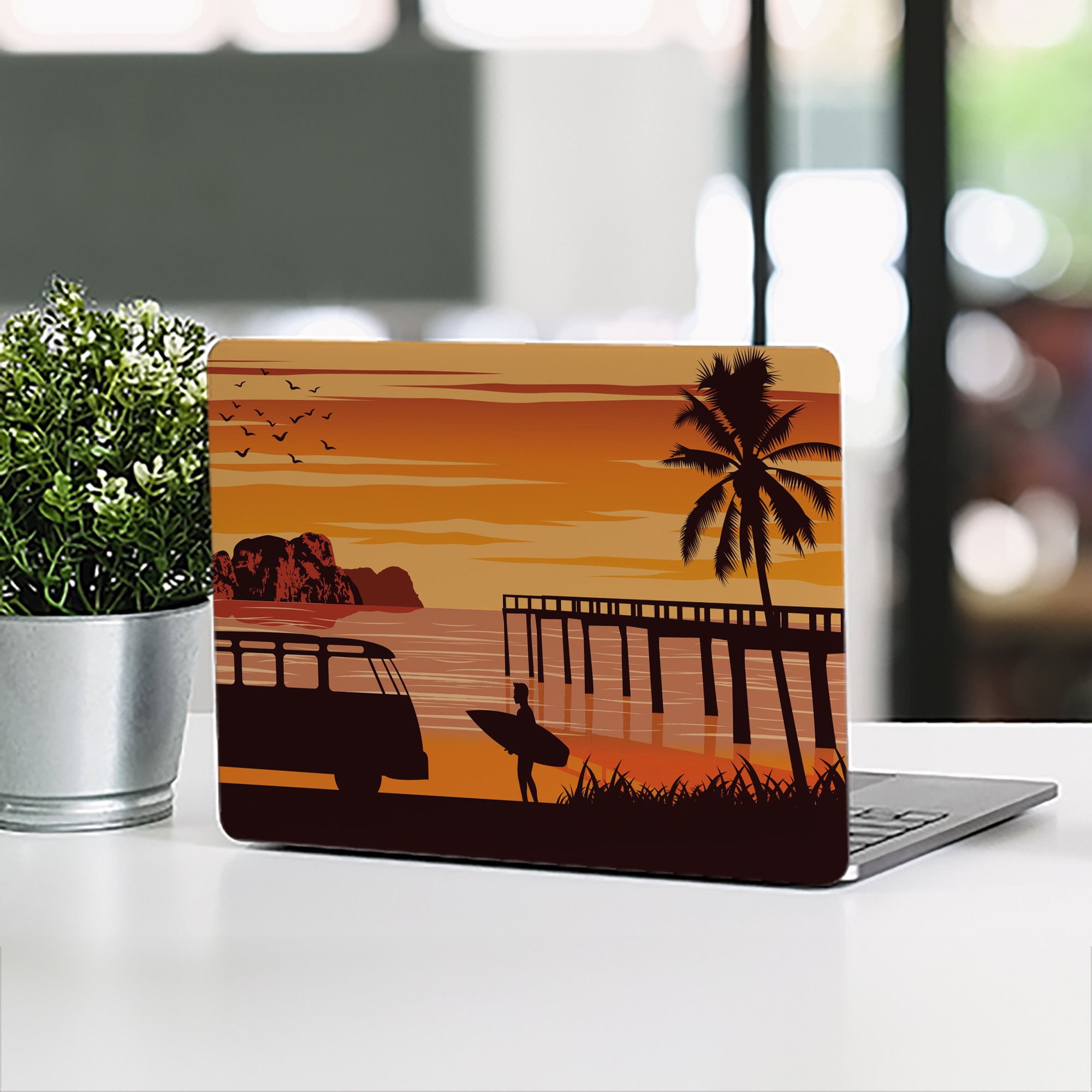 Sunset Surf Retreat Laptop Skin: UNIVERSAL Laptop Skin, Full Coverage ...