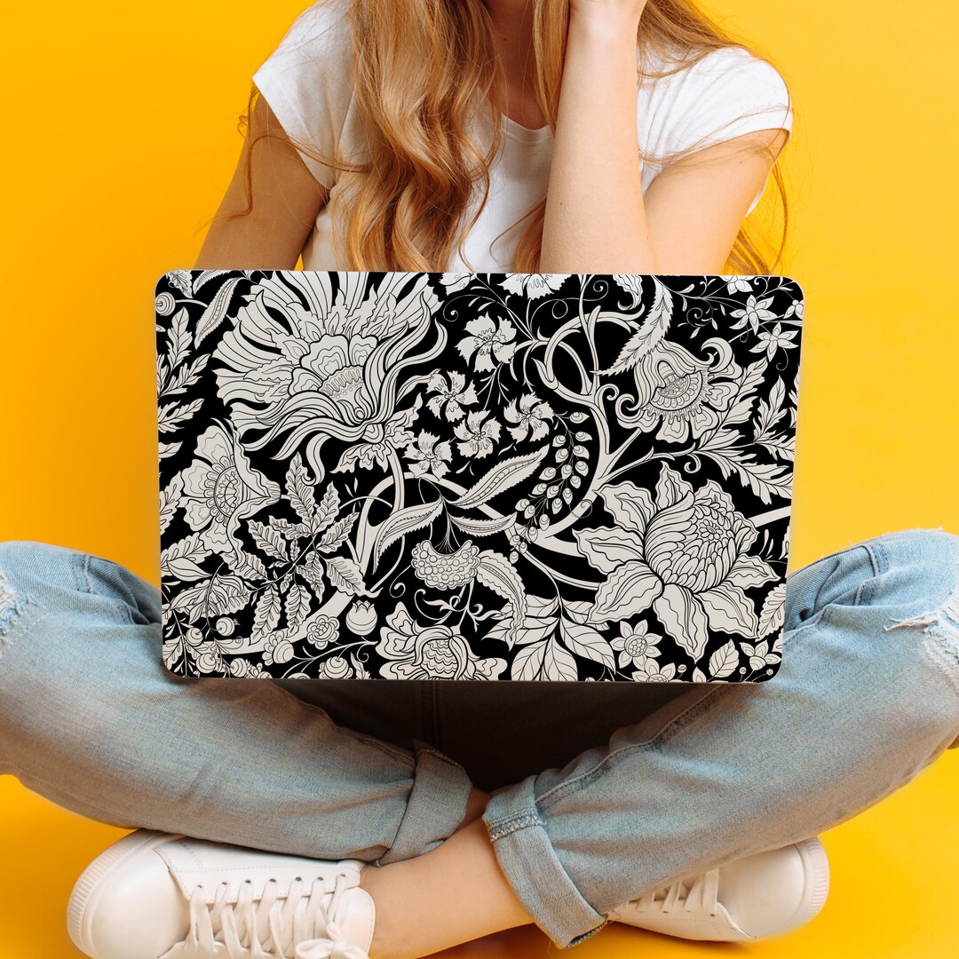 Intricate Ink Florals Laptop Skin: UNIVERSAL Laptop Skin, Full Coverage ...