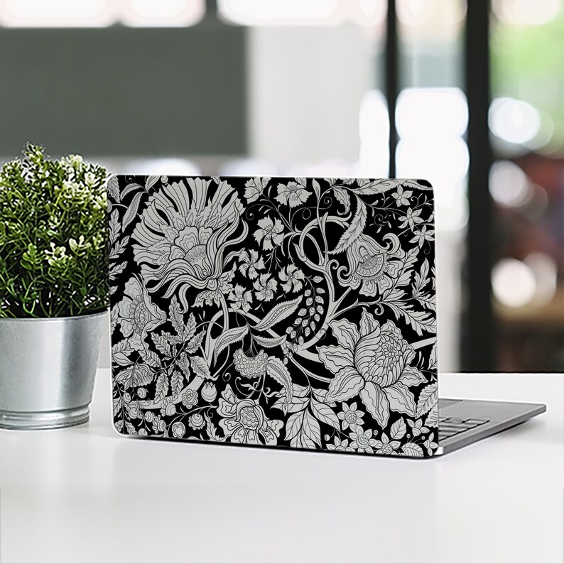 Intricate Ink Florals Laptop Skin: UNIVERSAL Laptop Skin, Full Coverage ...