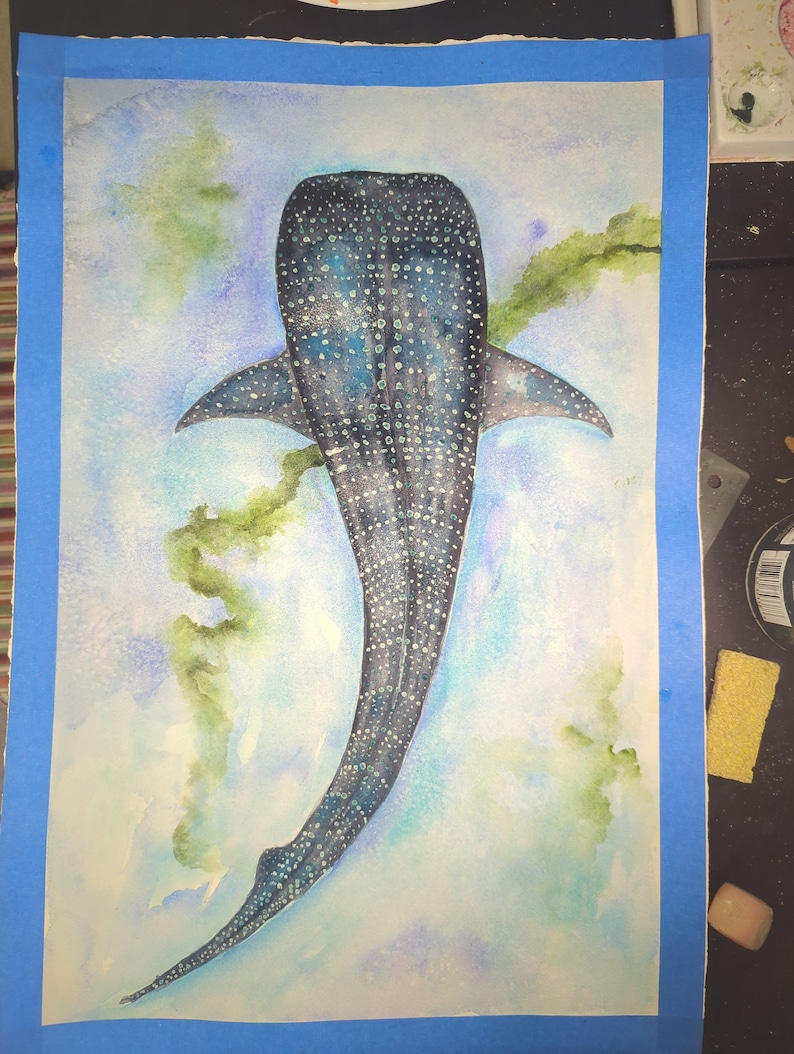 Beautiful Whale Shark-original-watercolor Painting - Etsy