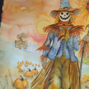 Scarecrow King Original Watercolor Painting - Etsy