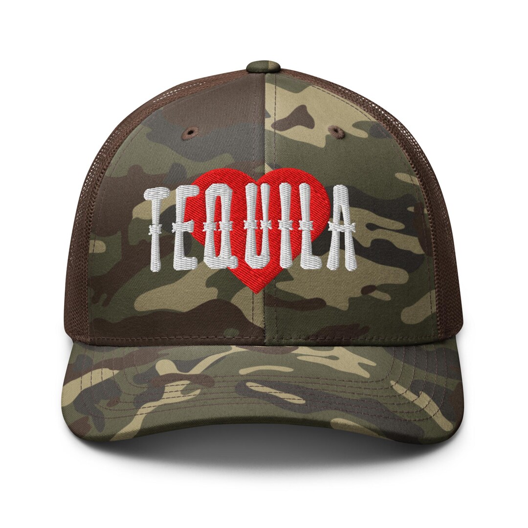 Tequila Camo Trucker Hat, Western Hat, Heart Patch, Embroidered Baseball Cap,country Rodeo ...