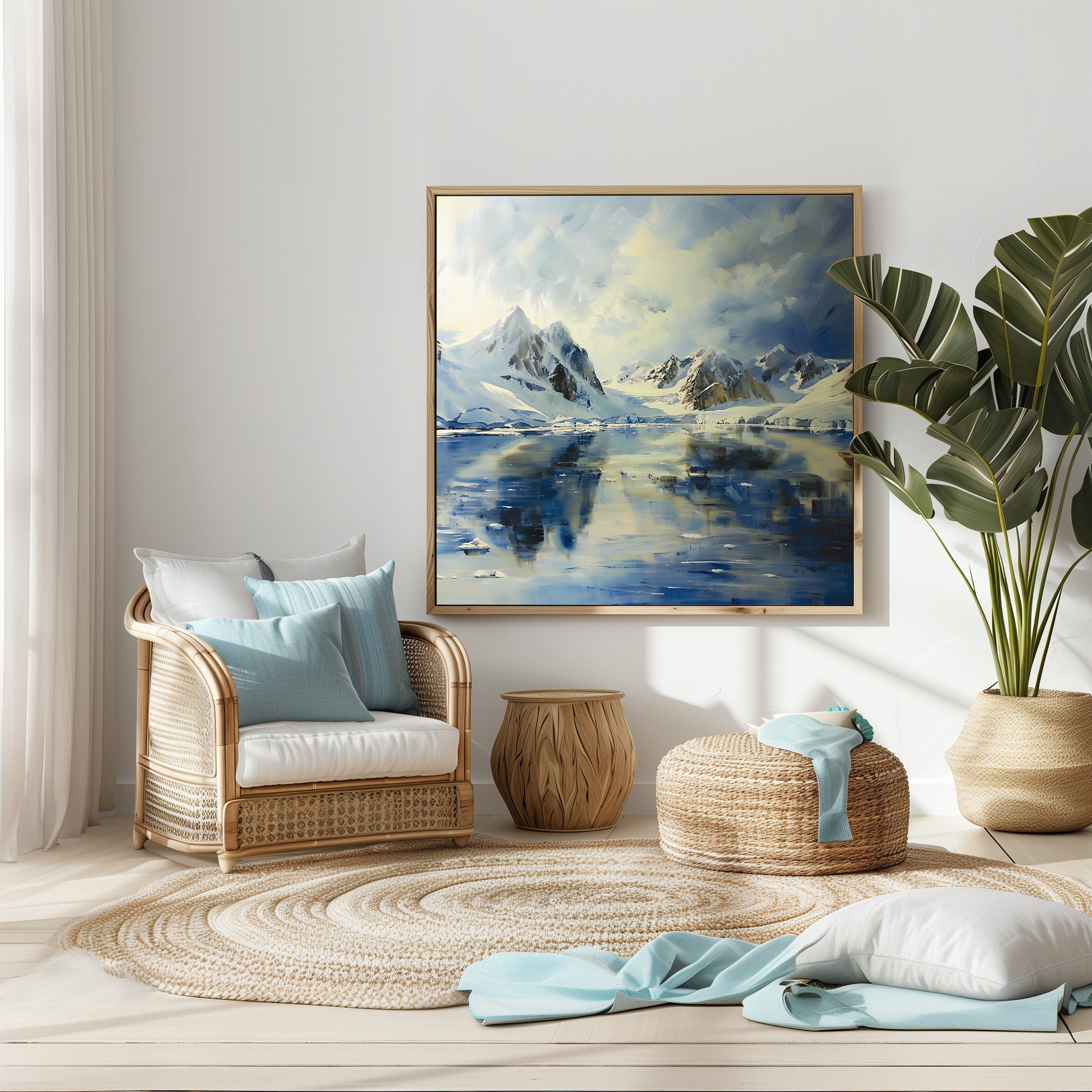 Arctic Landscape Painting, Snowy Mountain Reflection, Icy Serenity ...