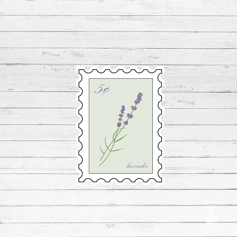 Lavender Flower Sticker Stamp, Postage Stamp Sticker, Scrapbooking ...