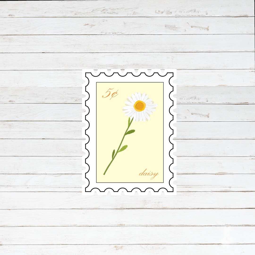 Daisy Flower Sticker Stamp, Postage Stamp Sticker, Scrapbooking ...