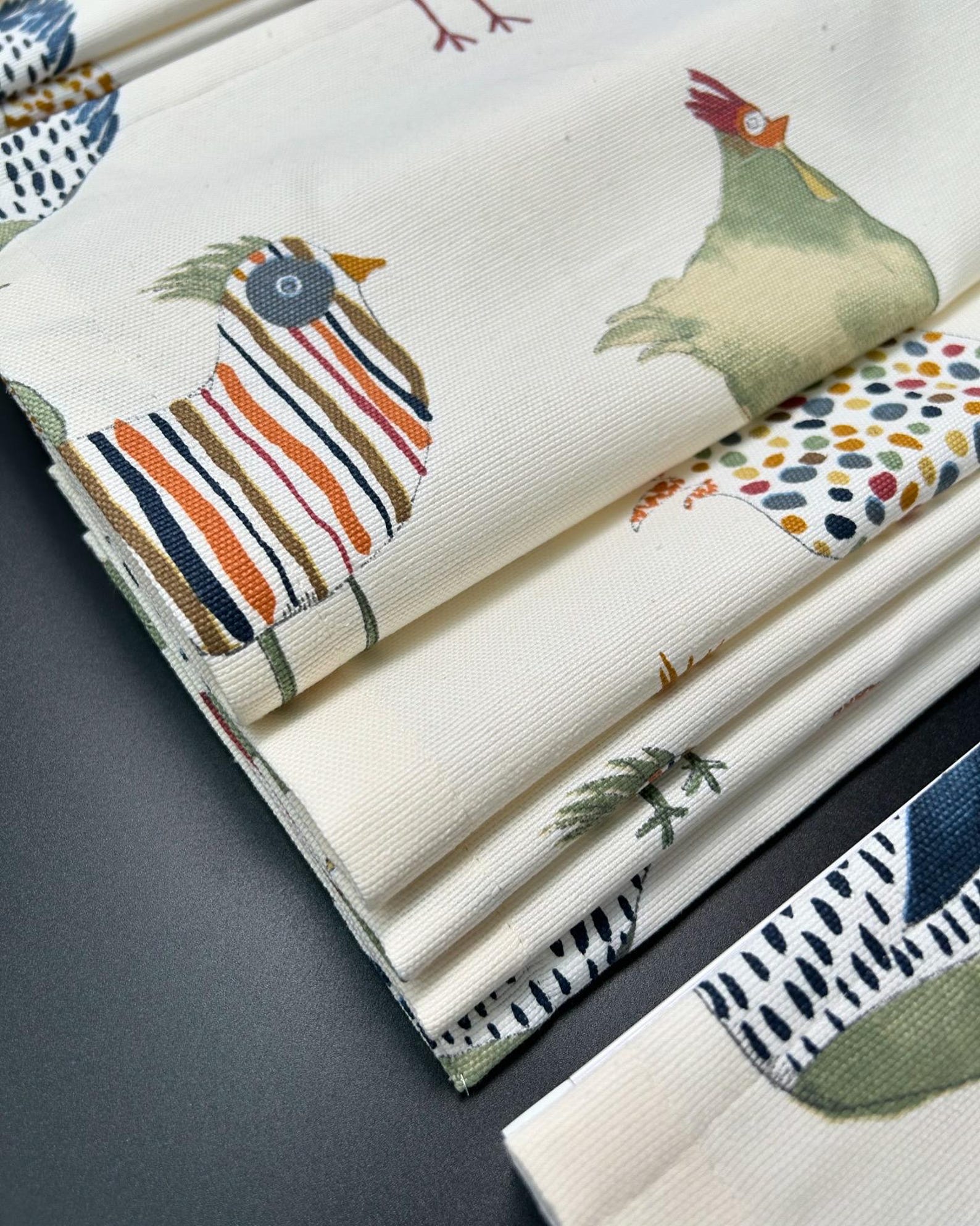 Playful Chicken Print Roman Blind – Handmade Farmhouse Window Covering ...
