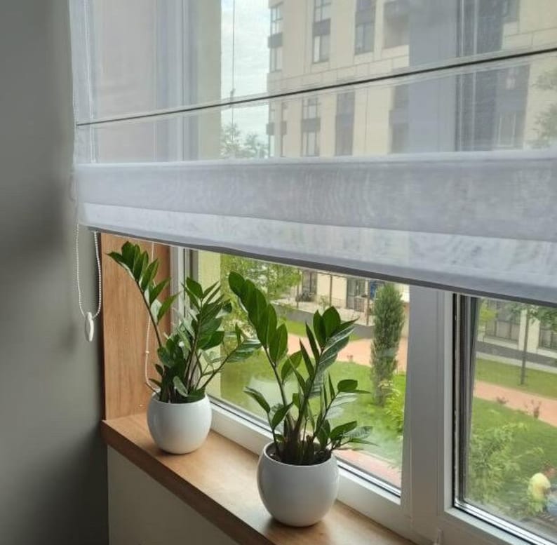 Roman Shade Tulle Curtain White Sheer Curtain Modern Custom Roman ...