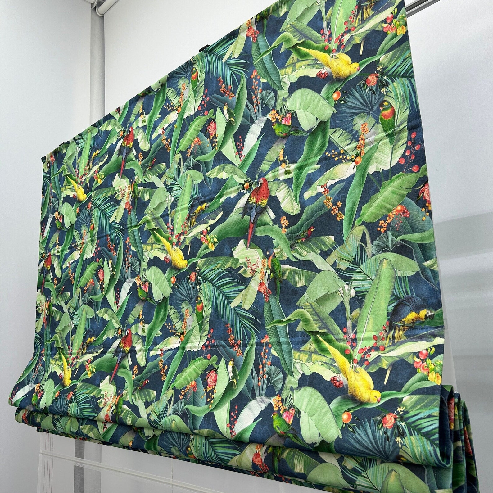 Roman Blind Floral Window Shade Bird Curtains Bird Floral Shade ...