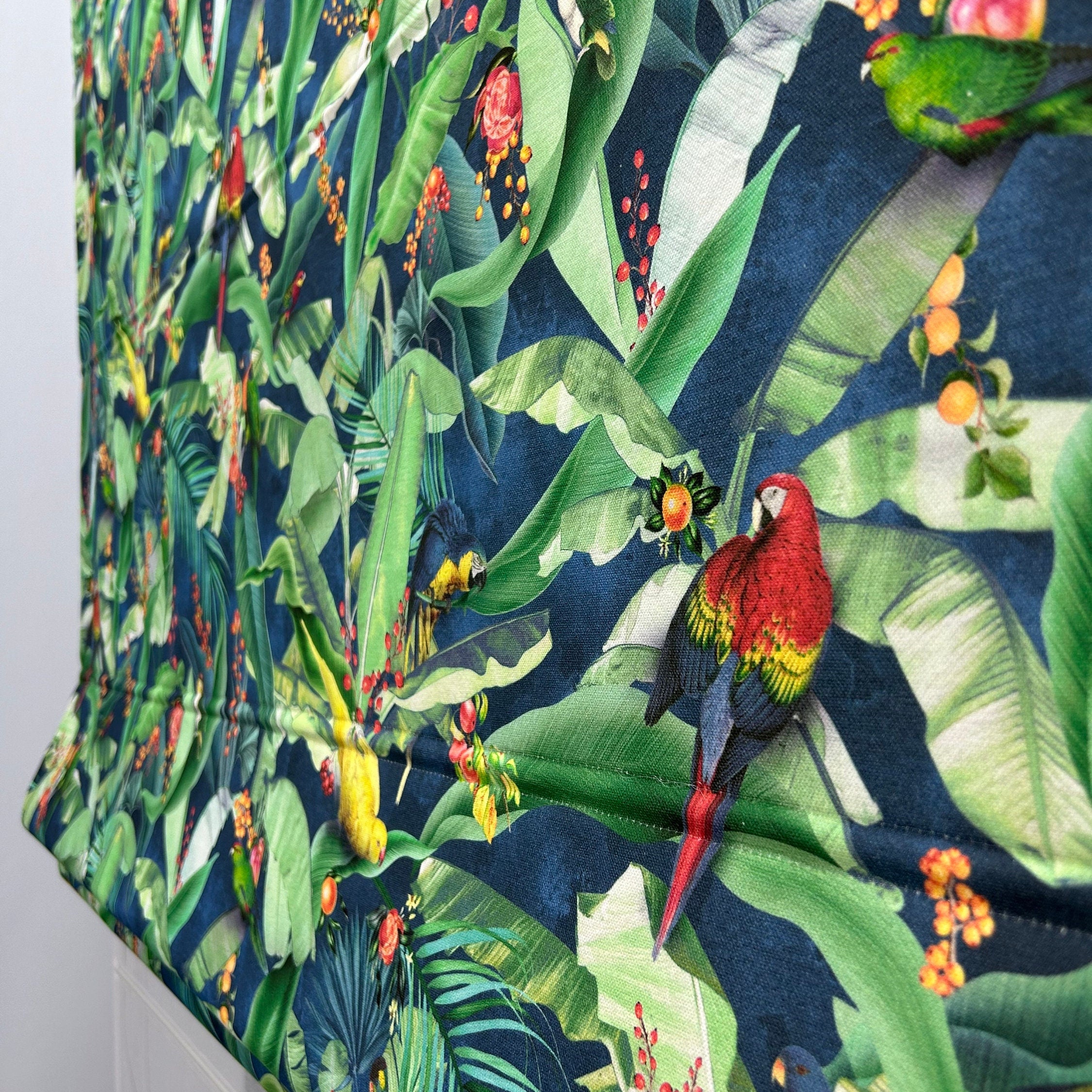 Roman Blind Floral Window Shade Bird Curtains Bird Floral Shade ...