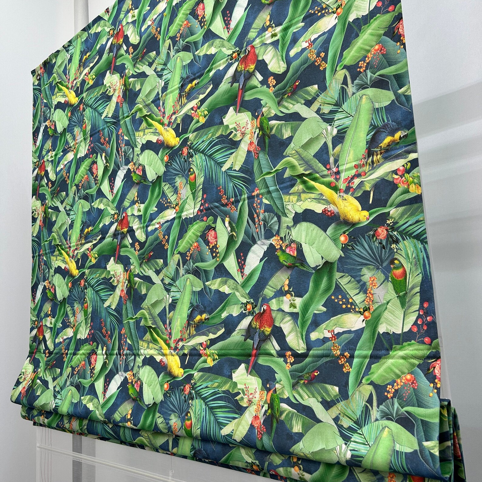 Roman Blind Floral Window Shade Bird Curtains Bird Floral Shade ...