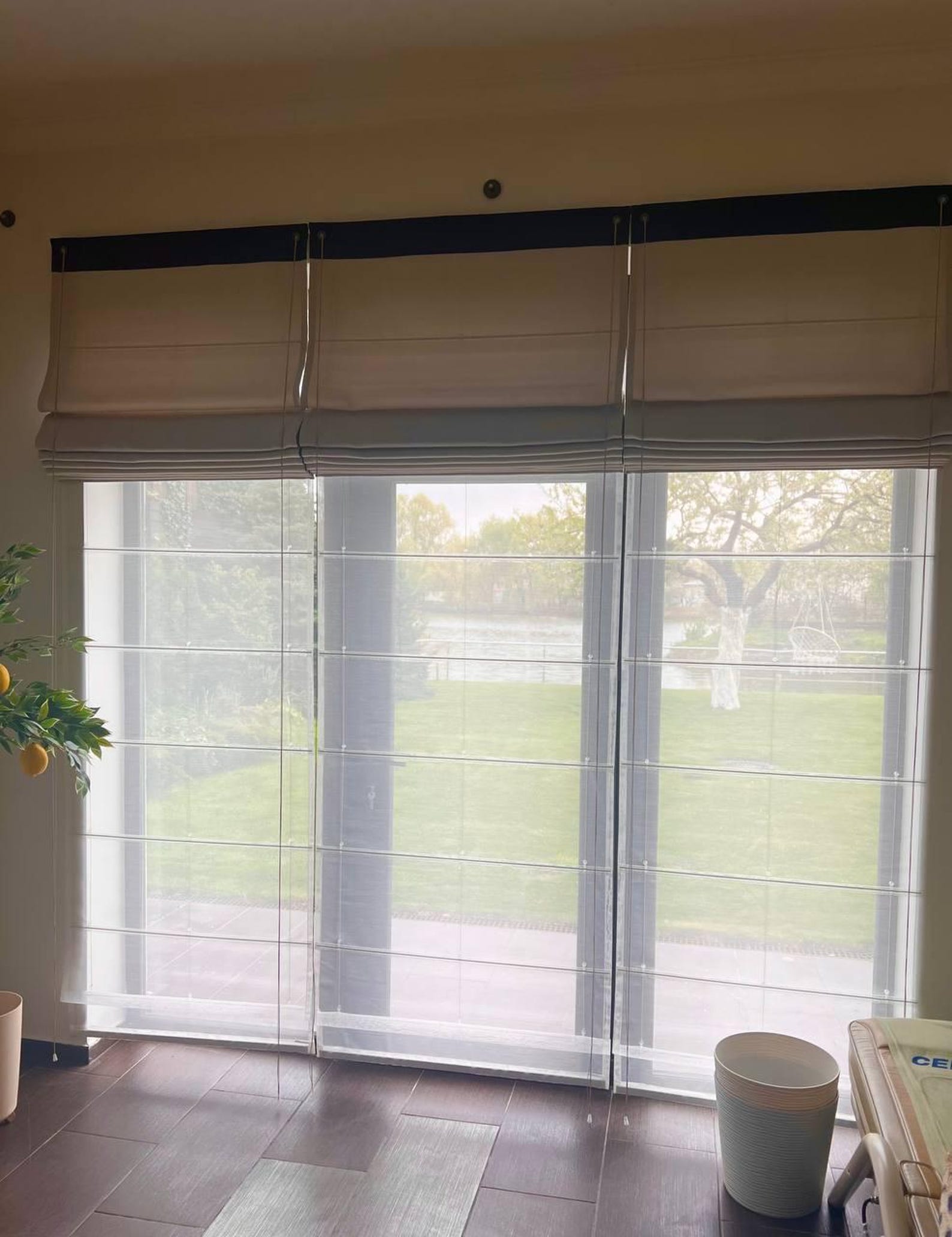 Custom Double Layer Roman Shade – Sheer and Solid Fabric – Minimalist ...