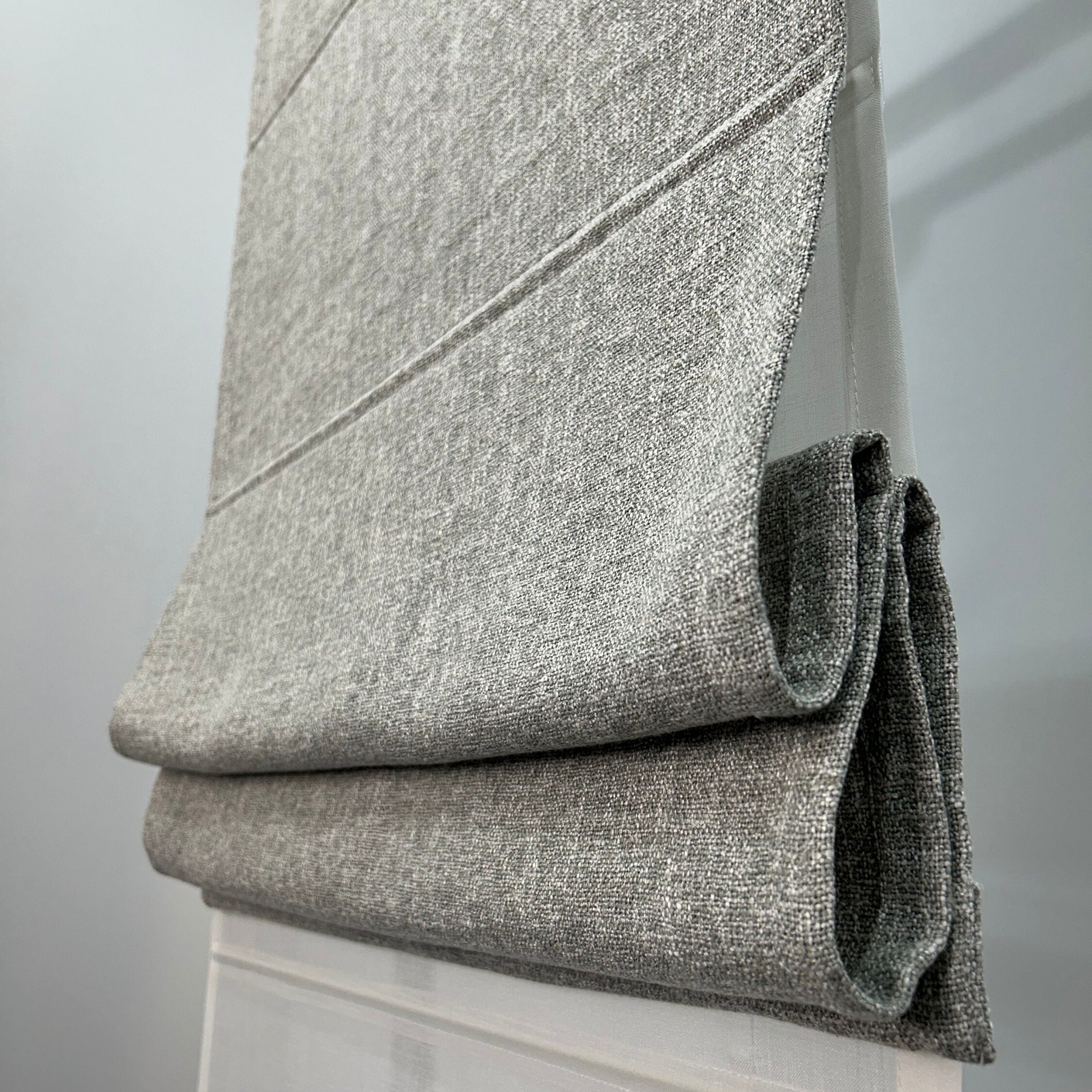 Roman Blind Linen Roman Shades Kitchen Window Valance Gray Fabric ...