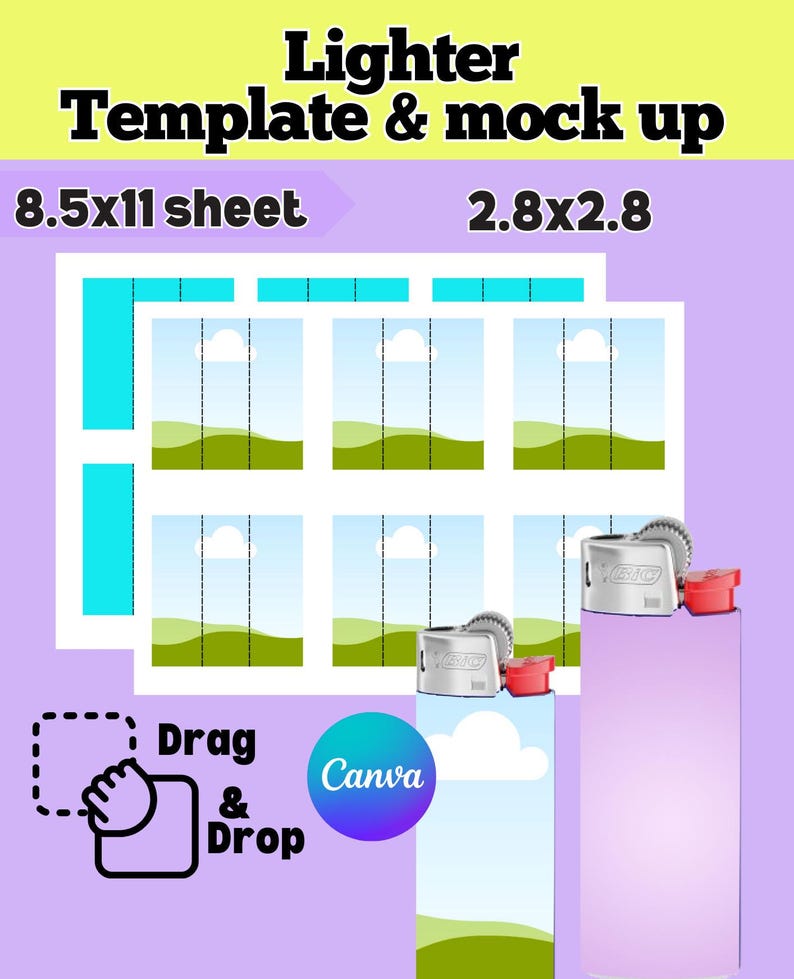 Custom BIC Lighter Wrap Template, Party Favor Printable (digital ...