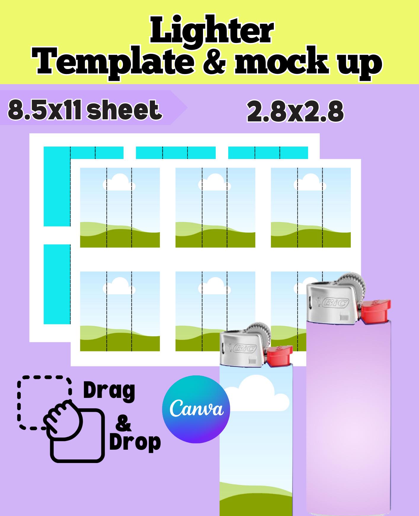 BIC Lighter Wrap Template 2.8x2.8 Canva Custom Party Favor Printable ...