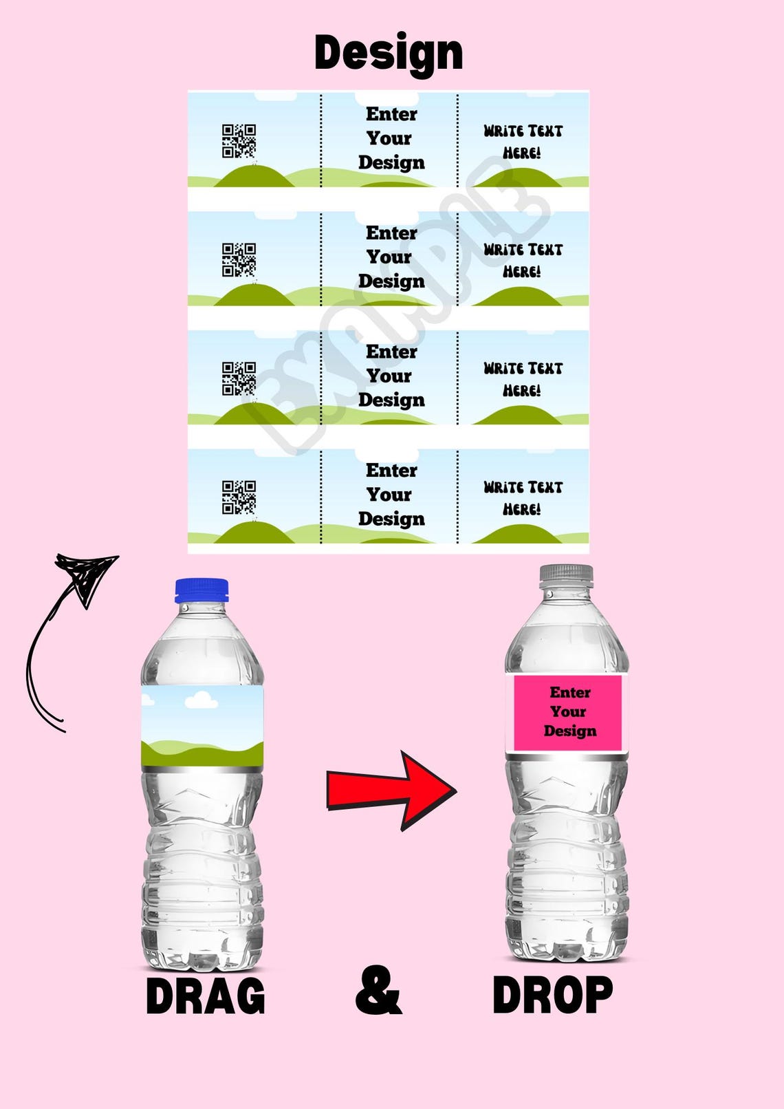 Water Bottle Template 16oz & 8oz Lables Editable in Canva Template DIY ...