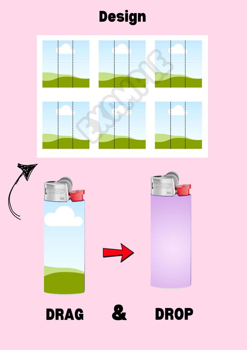 BIC Lighter Wrap Template 2.8x2.8 Canva Custom Party Favor Printable ...