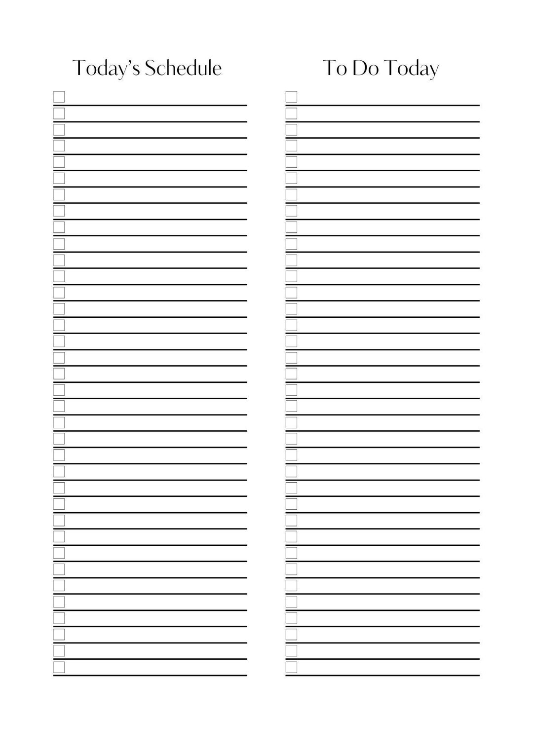 Simple To-do List (vertical, Check Boxes) - Etsy