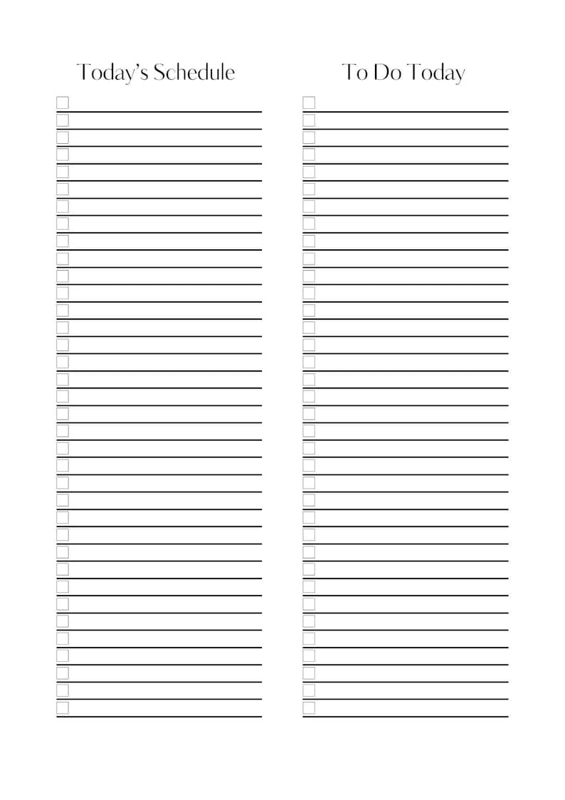 Simple To-do List (vertical, Check Boxes) - Etsy