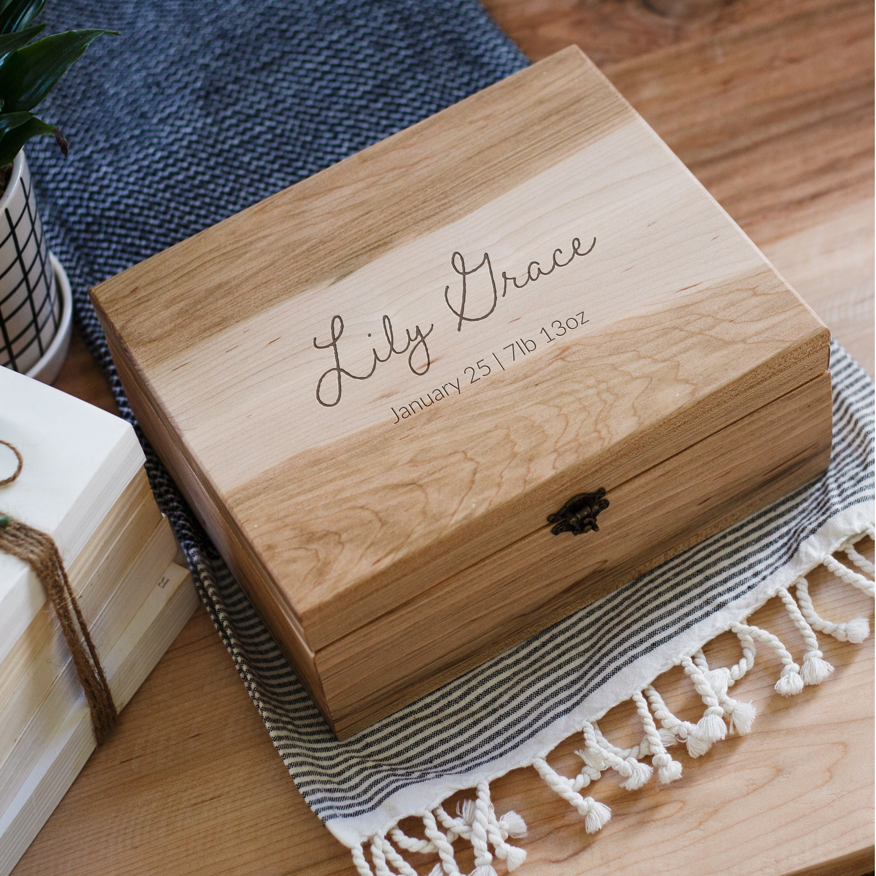 Baby Memory Box, Baby Keepsake Box, Walnut Personalized Keepsake Box ...