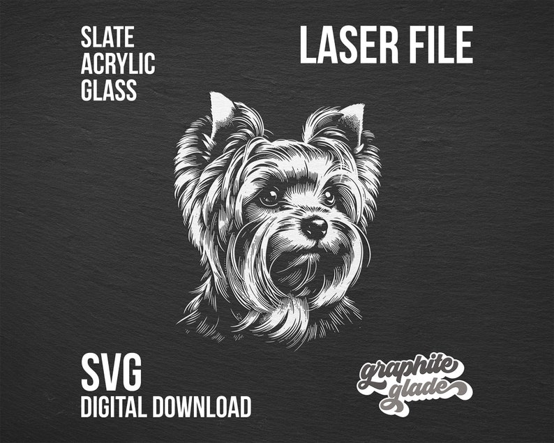 Yorkshire Terrier SVG for Slate, Acrylic & Glass Laser Engraving, High ...