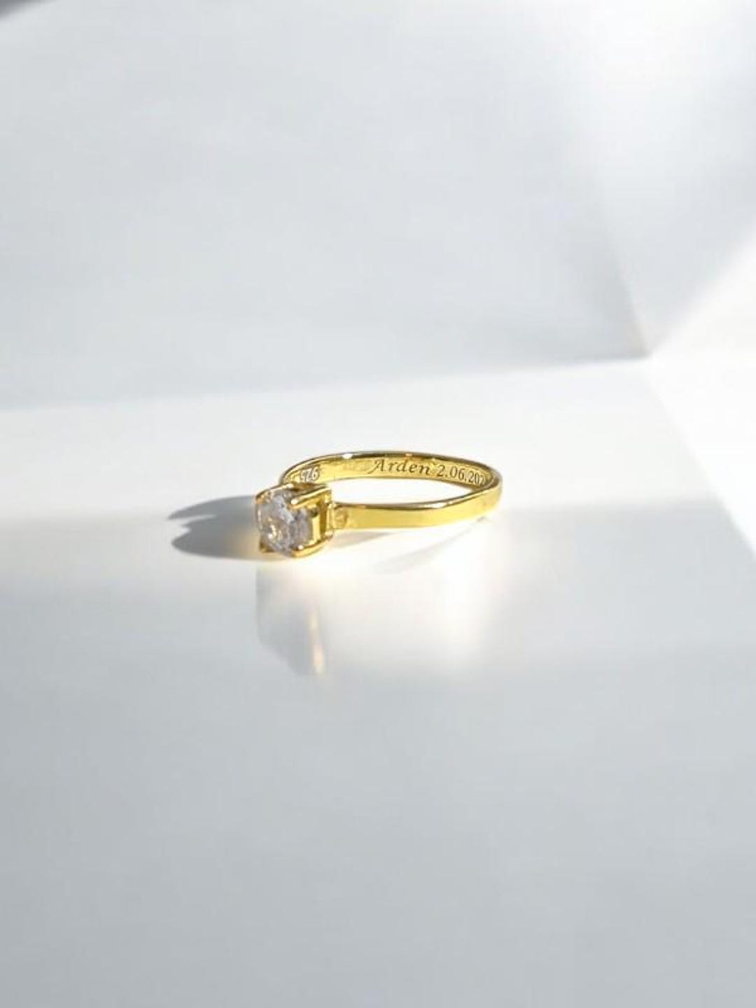 Gold Baby Keepsake Ring Necklace Diamond Baby Ring Birthstone Baby Girl ...