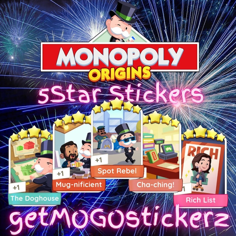 Monopoly GO 5 Star Stickers 1-21 Set All Sticker Available // Fast ...