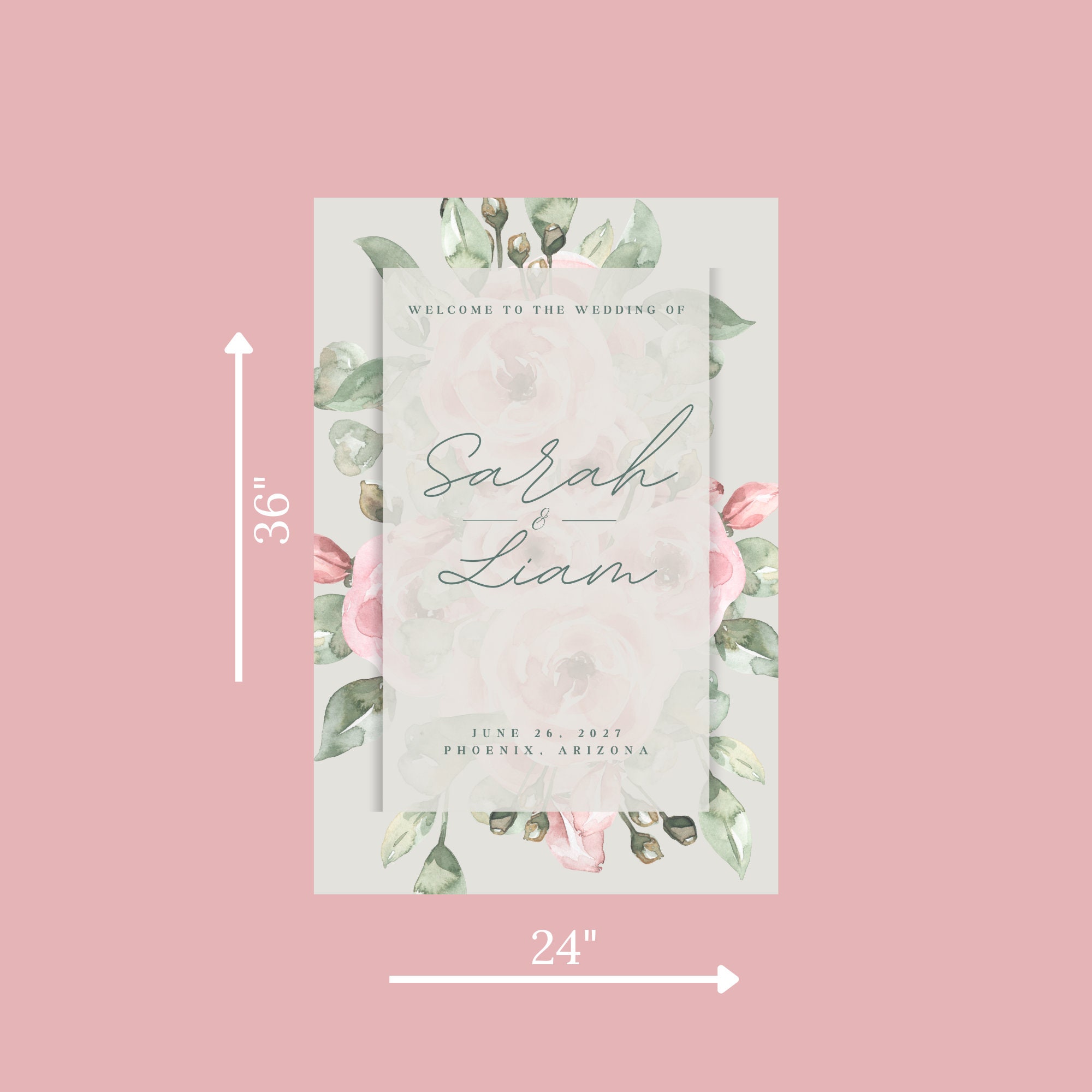Blush Floral and Neutral Wedding Sign Template, Instant Download ...
