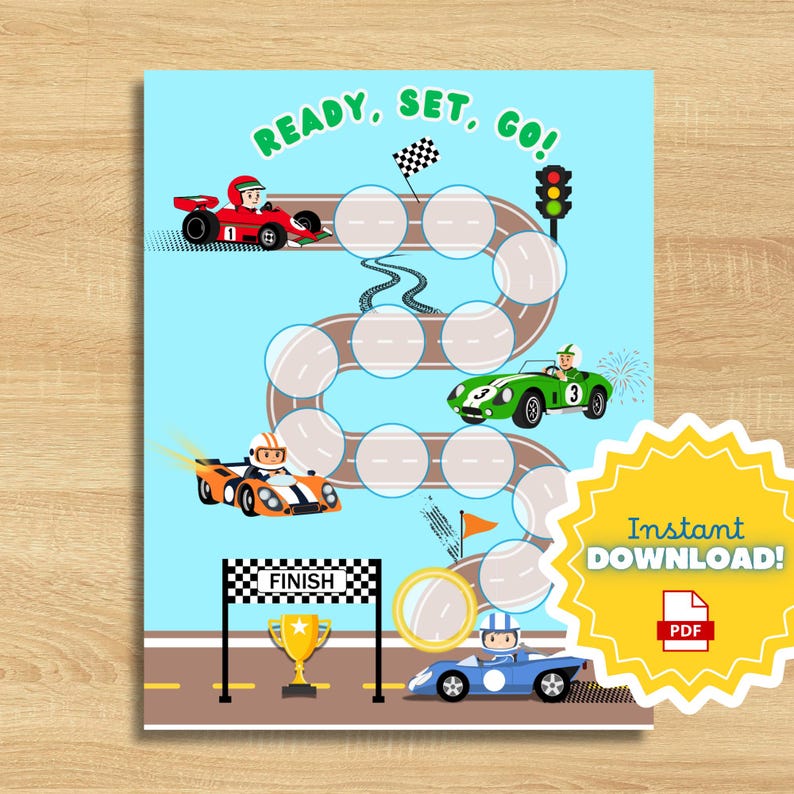 Racecar Reward Chart, Printable Potty Training Chart for Toddlers, Car ...