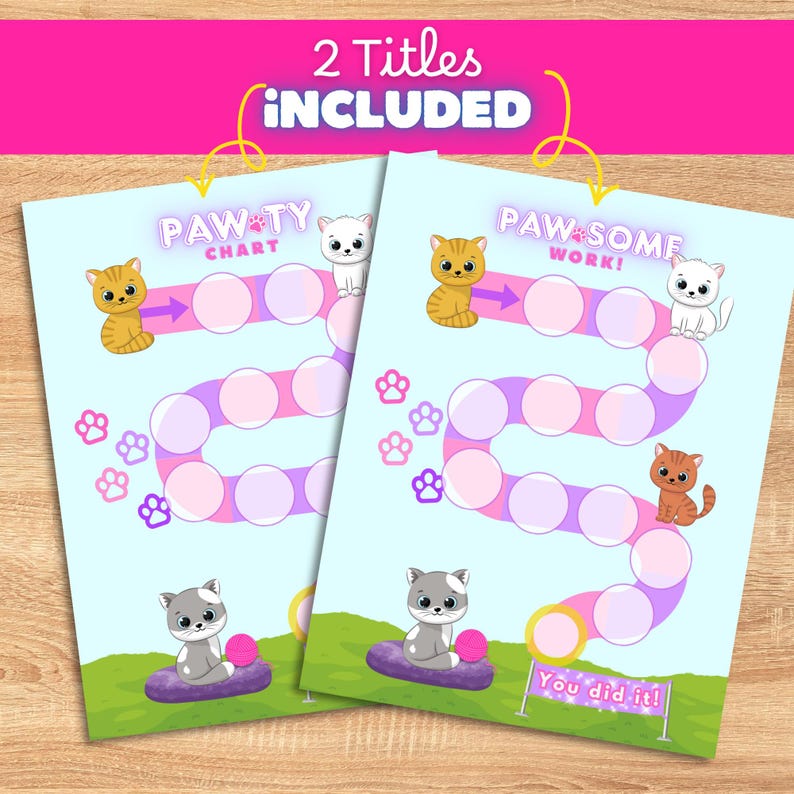 Kitty Reward Chart, Printable Potty Training Chart for Toddlers, Animal ...