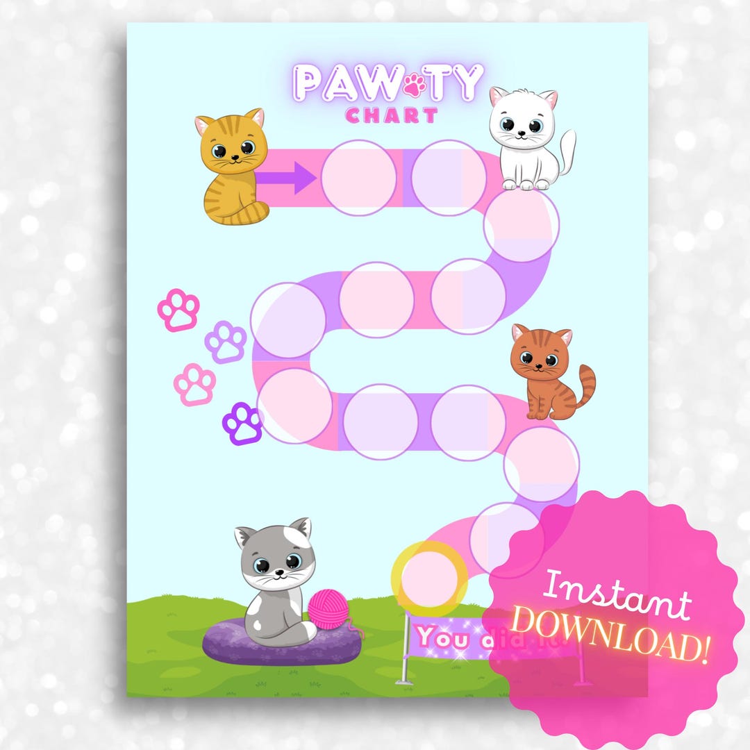 Kitty Reward Chart, Printable Potty Training Chart for Toddlers, Animal ...