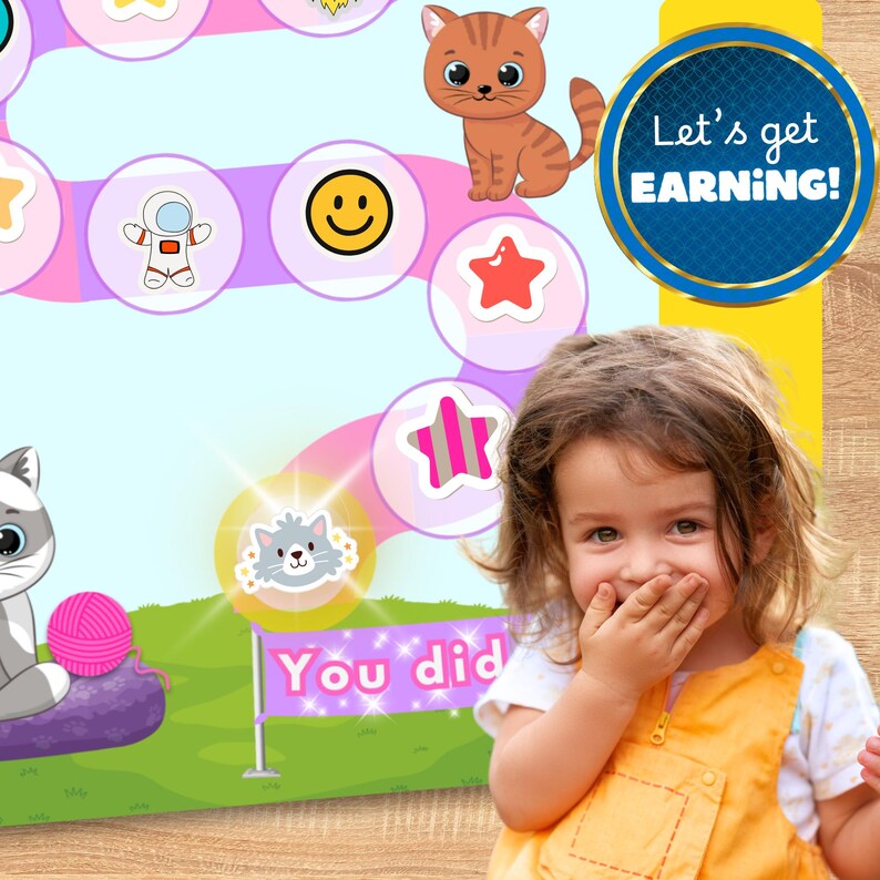 Kitty Reward Chart, Printable Potty Training Chart for Toddlers, Animal ...