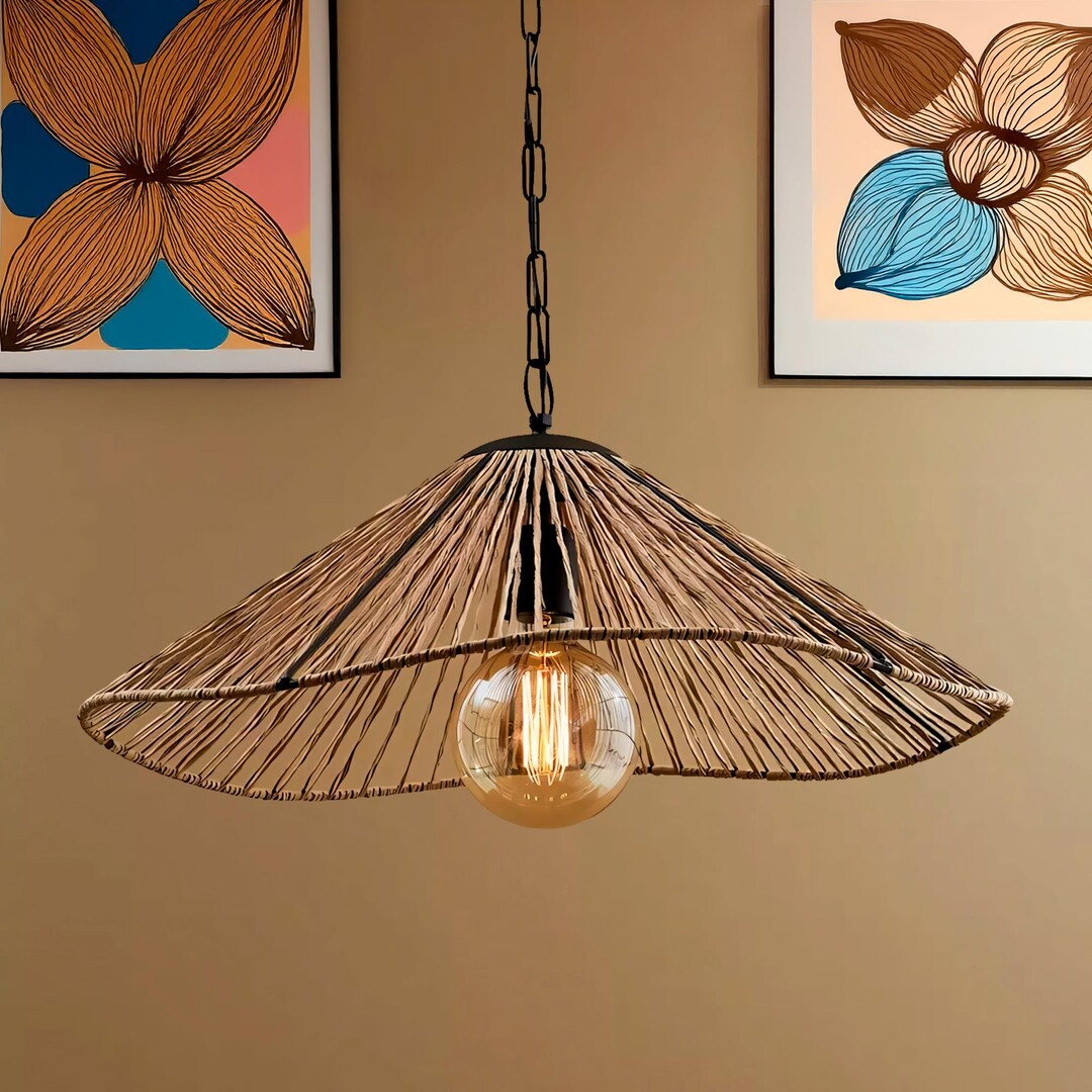 Classic Jute Yarn Lampshade Pendant Light - Handmade Yute Rustic ...