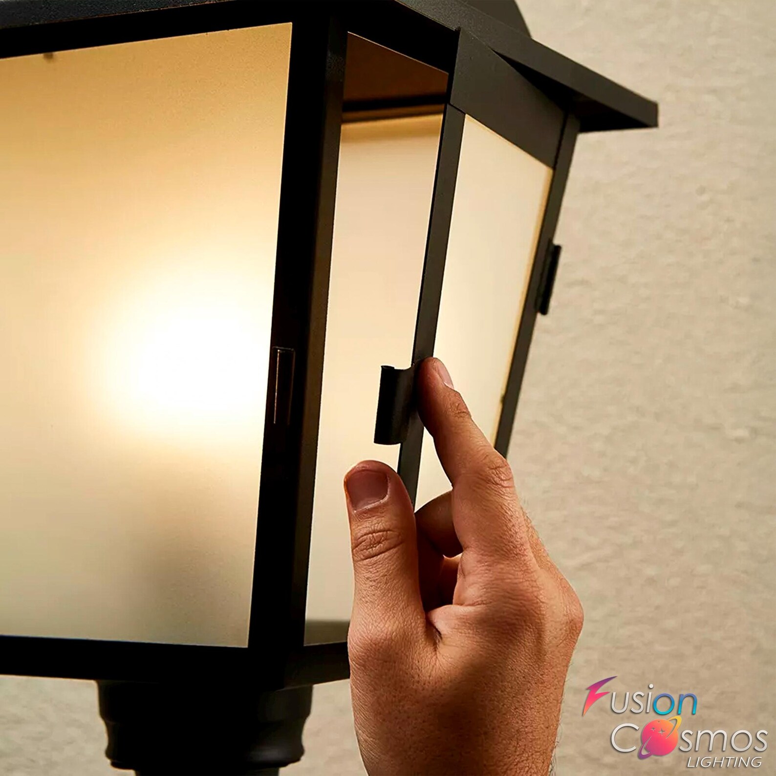 Farmhouse & Colonial Post Lamp Sconce Garden Pillar Light Frosted Glass ...