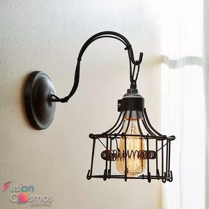 Vintage Wire Cage Wall Light Rust Color - Rustic Farmhouse Artisan ...
