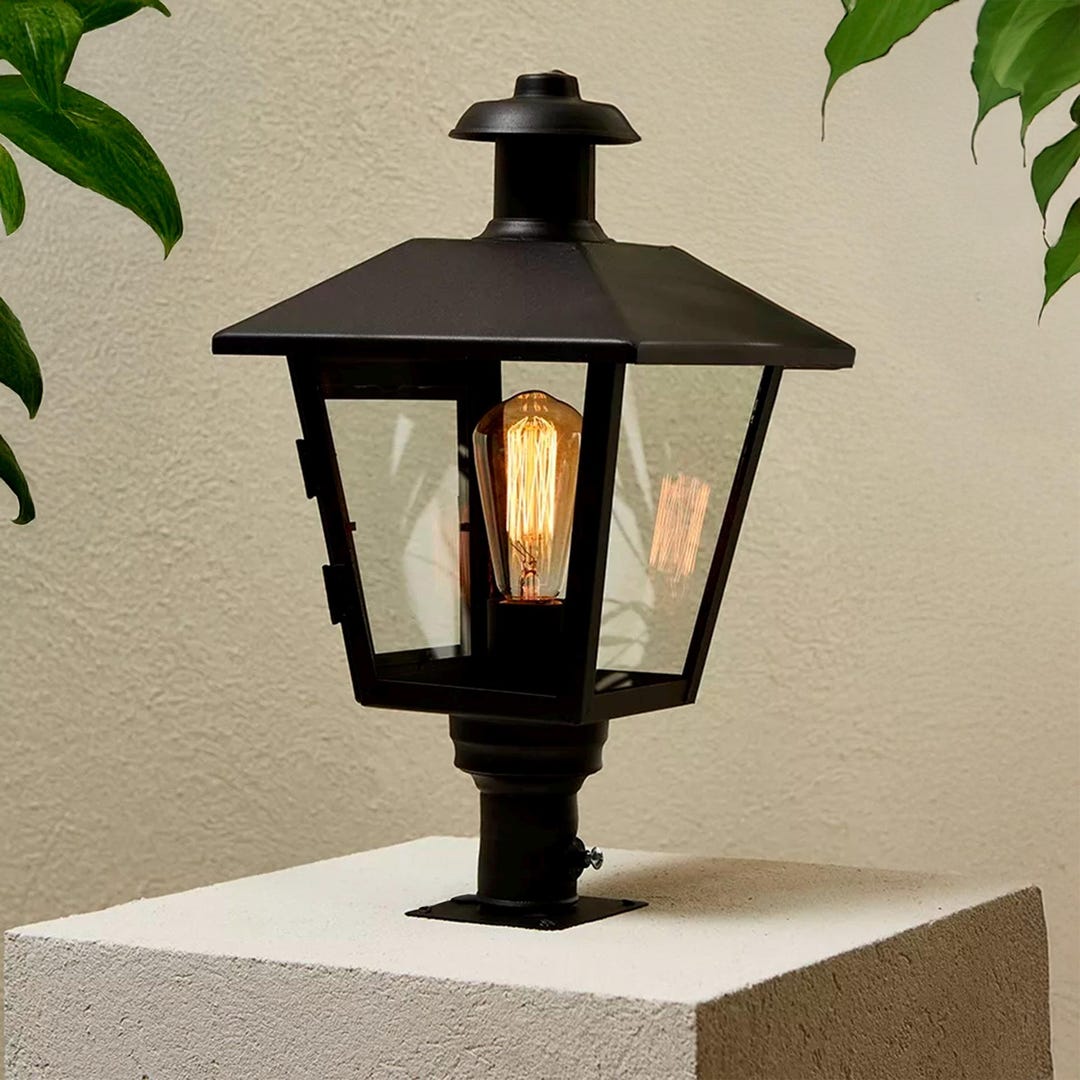 Colonial Outdoor Post Light Fixture, Antique Farmhouse Pillar Lantern ...