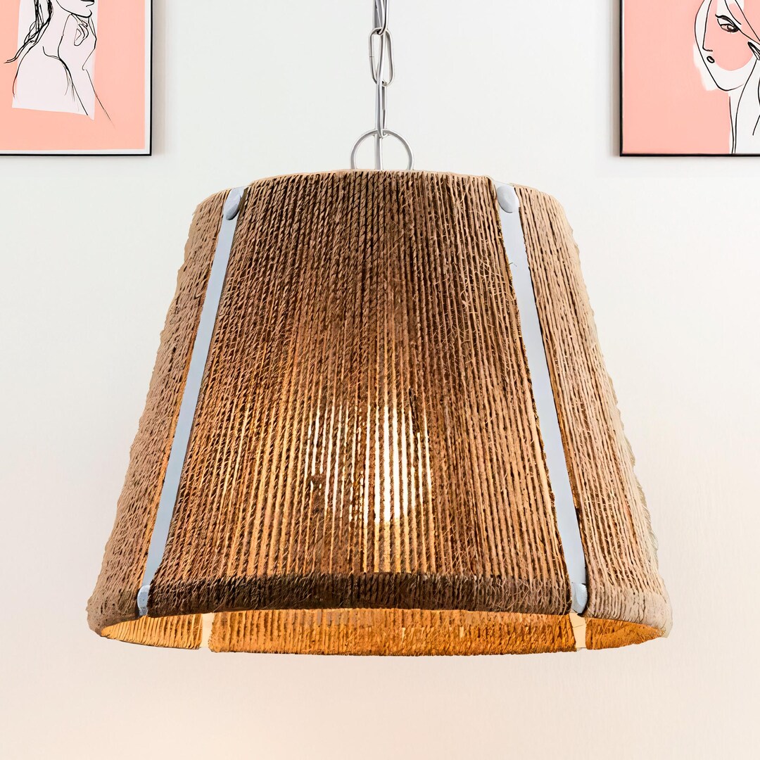 Bohemian Woven Jute Hanging Light - Contemporary Living & Dinning Room ...