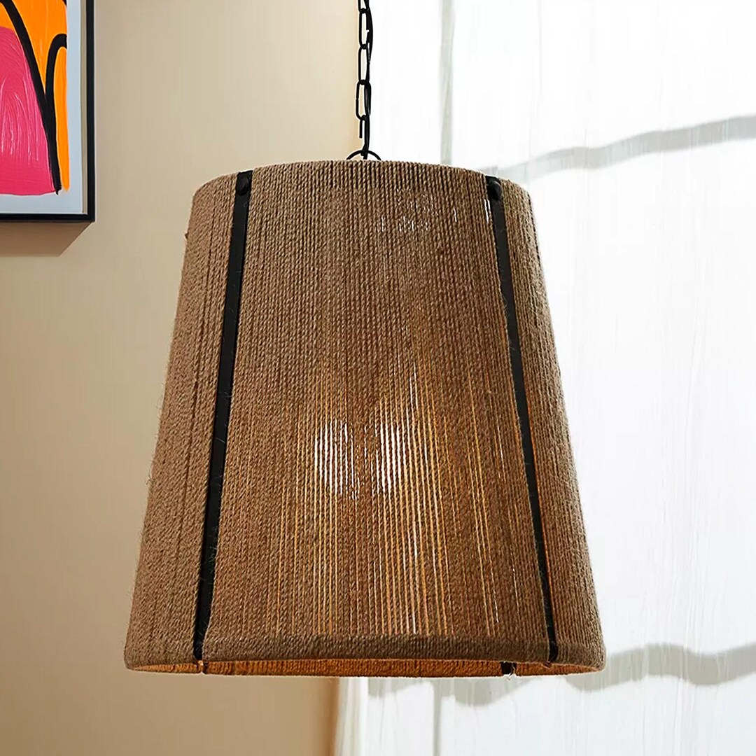 Great Giant Woven Jute Ceiling Lamp - Handcrafted Lampshade Hanging ...