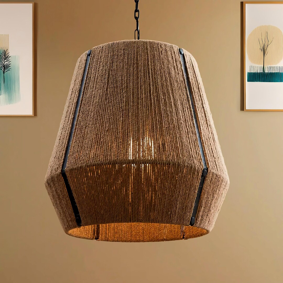 Gorgeous Bohemian Jute Yarn Ceiling Light - Rustic Farmhouse Yute ...