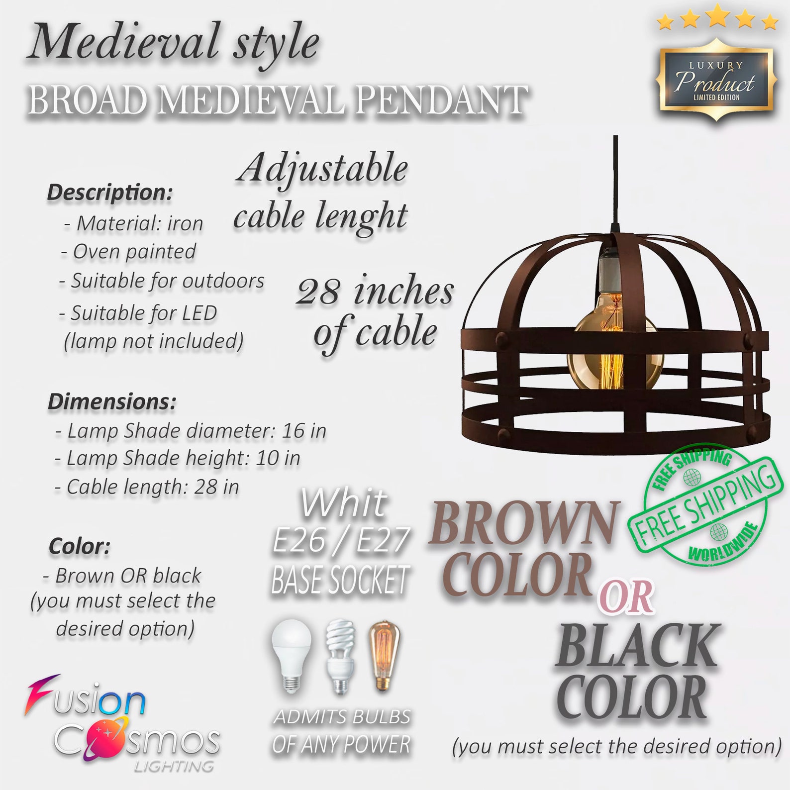 Ancient European Middle Ages Style Iron Ceiling Lamp - Medieval Hanging ...