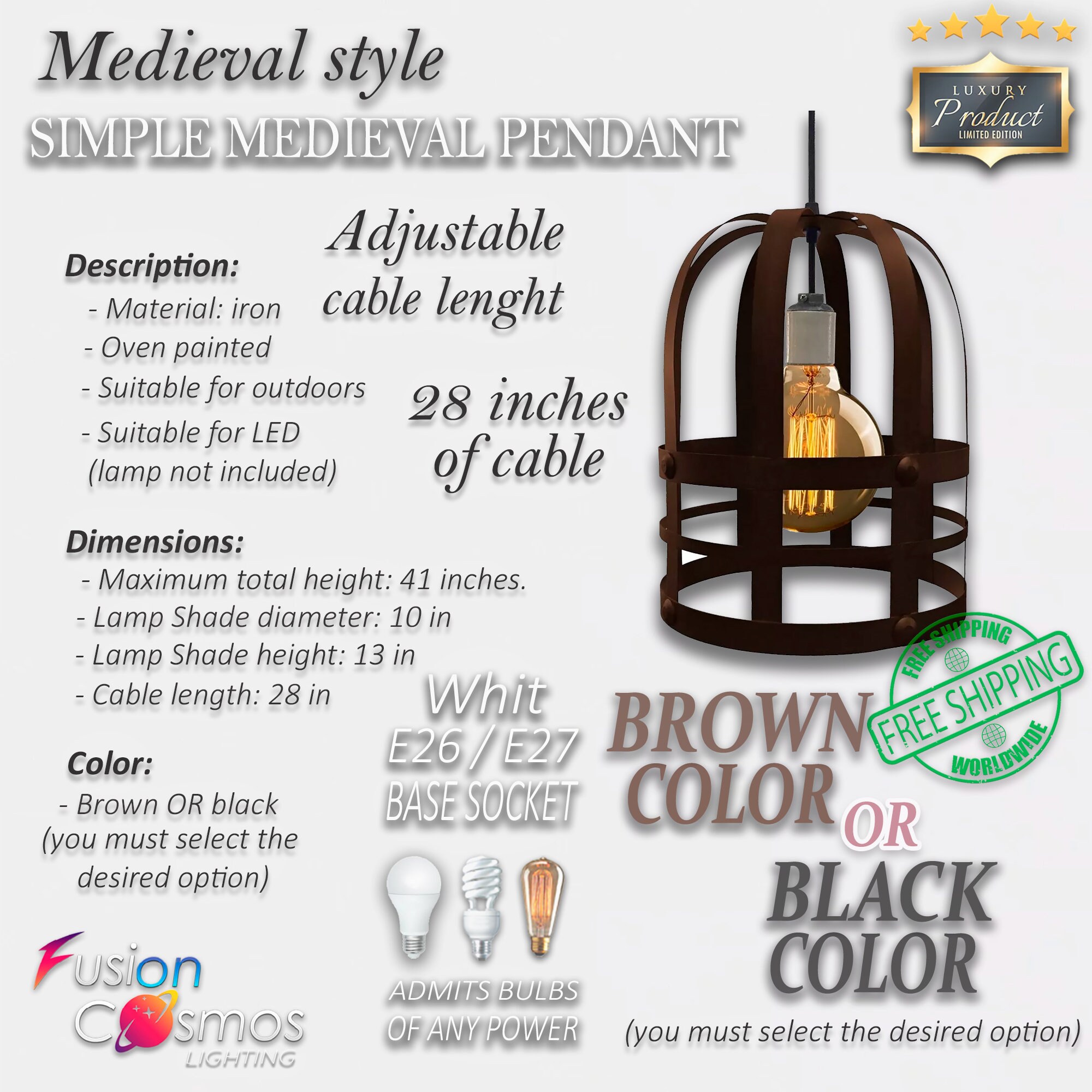 Ancient Medieval Style Iron Pendant Light European Middle Ages Hanging ...