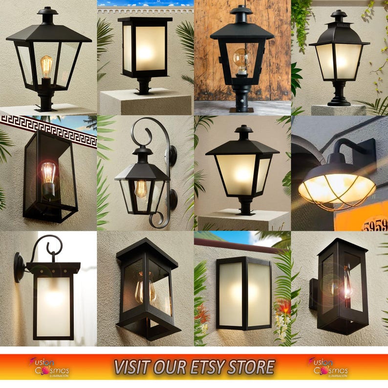 Lámpara de poste para exteriores estilo colonial, farol de pilar de ...
