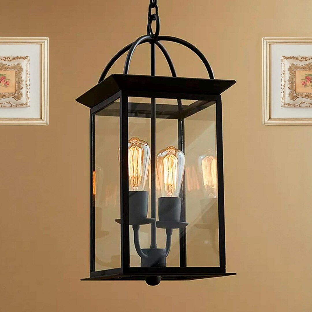 Classic Pendant Light to 2 lamps, Colonial Hanging Light Fixture ...