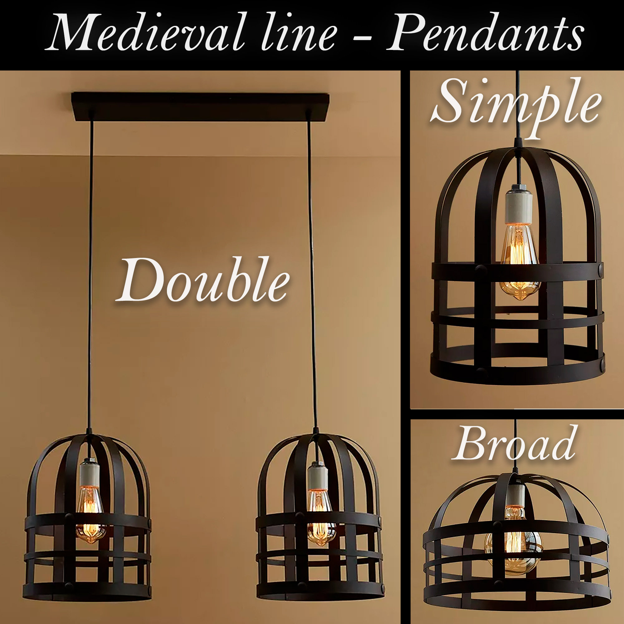 Ancient Medieval Style Iron Double Pendant Light - European Middle Ages ...