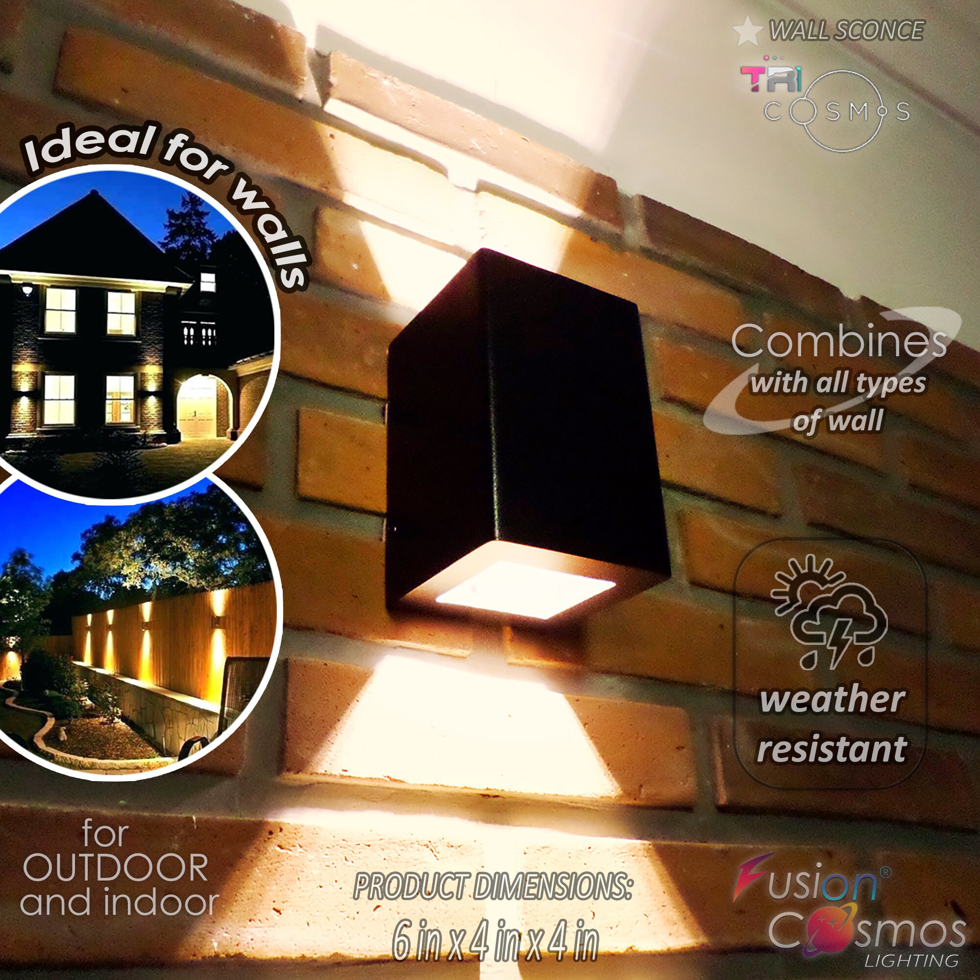 Laser-like Trident Effect Wall Sconce Outdoor Light Lamp - With 6 ...