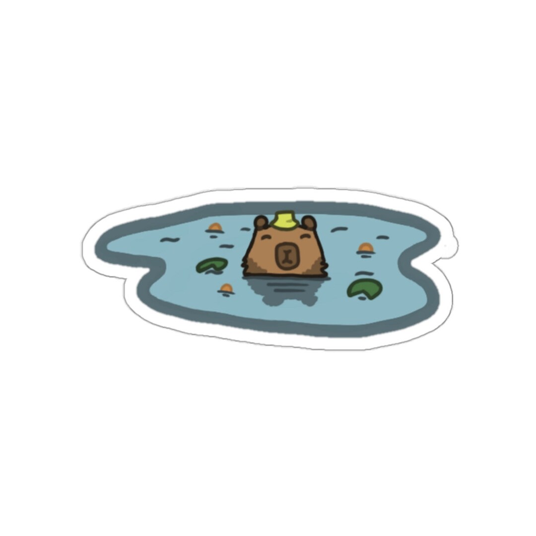 Cute Capybara in a Puddle Sticker for Laptops, Water Bottles, Notebooks ...