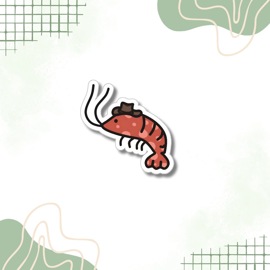 Funny Shrimp Cowboy Hat Sticker for Laptops, Water Bottles, Notebooks ...