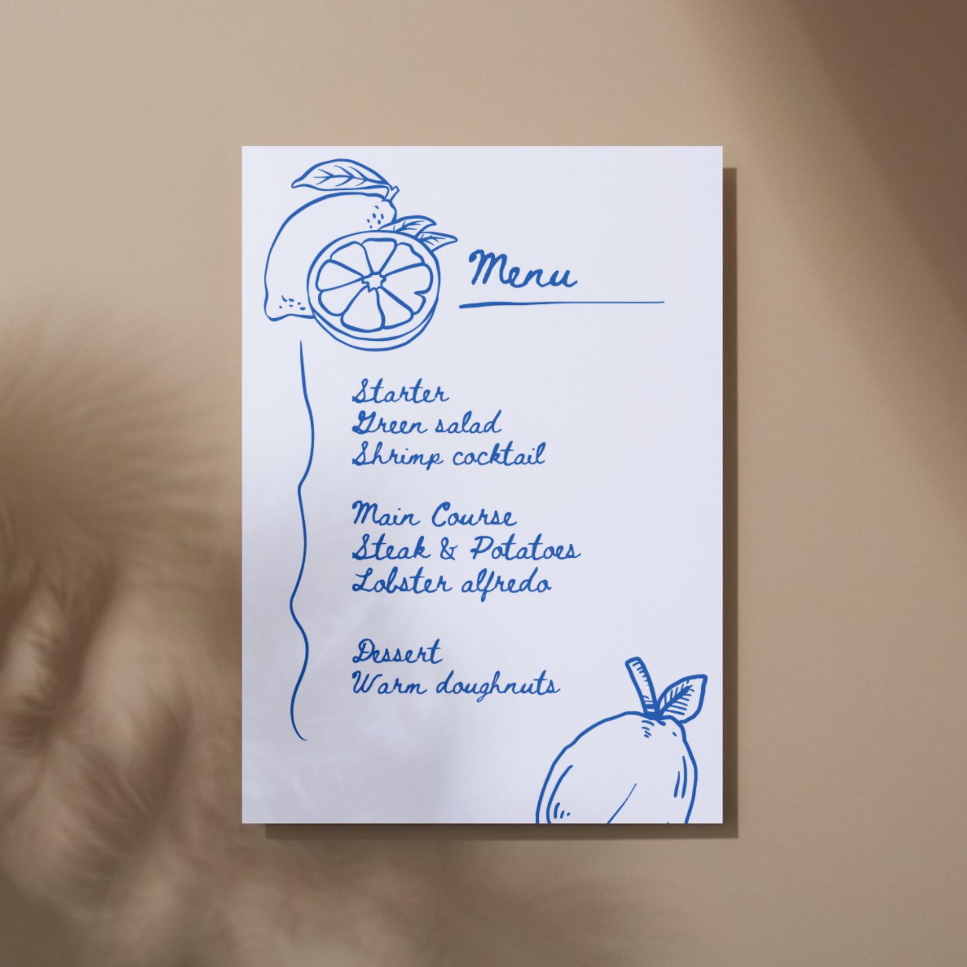 Lemon Menu Card CANVA Template - Etsy