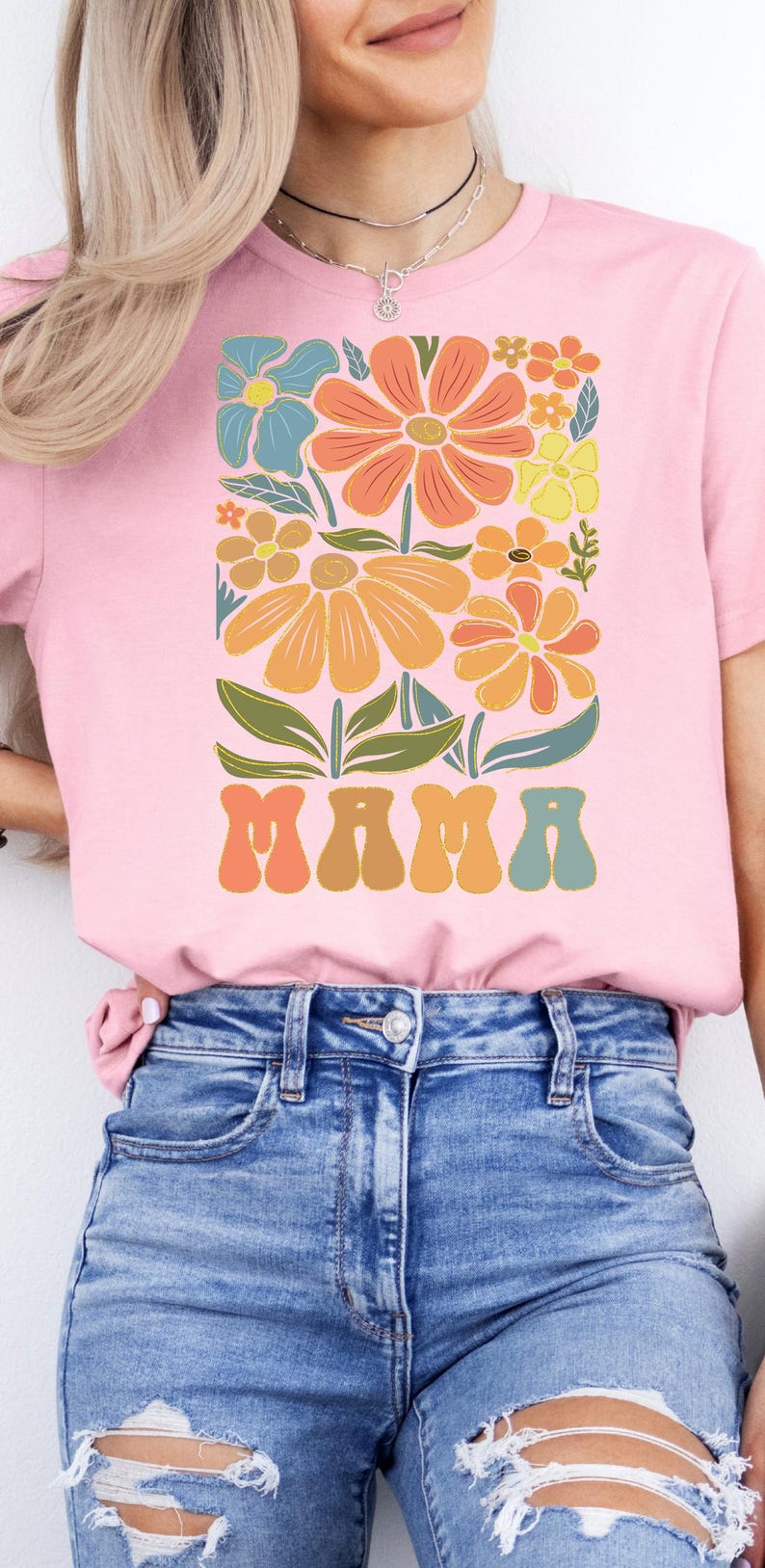 Floral Mama DTF, Faux Sparkly Print, Heat Press DTF Transfer, Mother's ...